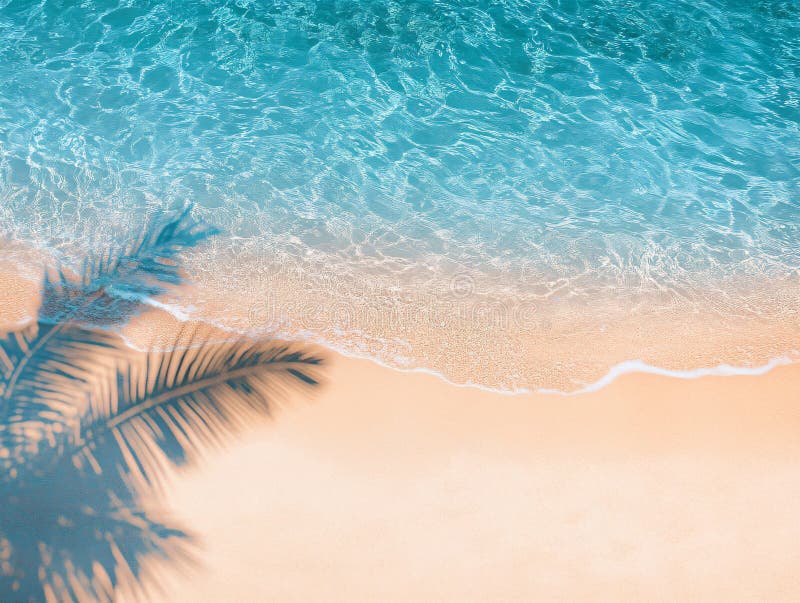 Palm Trees Shadows on Sandy Beach, Calm Sea Waves. Sand Beach with Palm ...