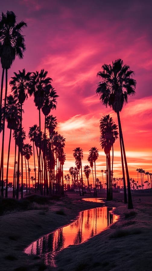 Palm Trees Silhouette. Clump of Palms at Sunset in the Tropics Stock ...