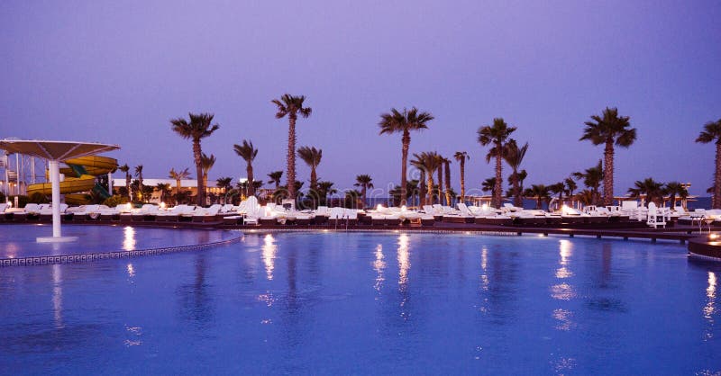Palm Trees, Swimming Pool, Sun Beds, Recreation Center on the Beach ... Palm Trees, Swimming Pool, Sun Beds, Recreation Center on the Beach ...