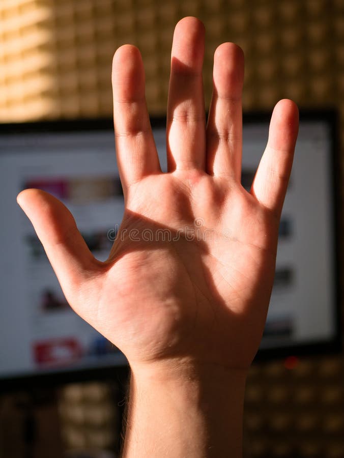 Open Handgebaar Nummer Vijf Vingers Omhoog Stock Afbeelding ...