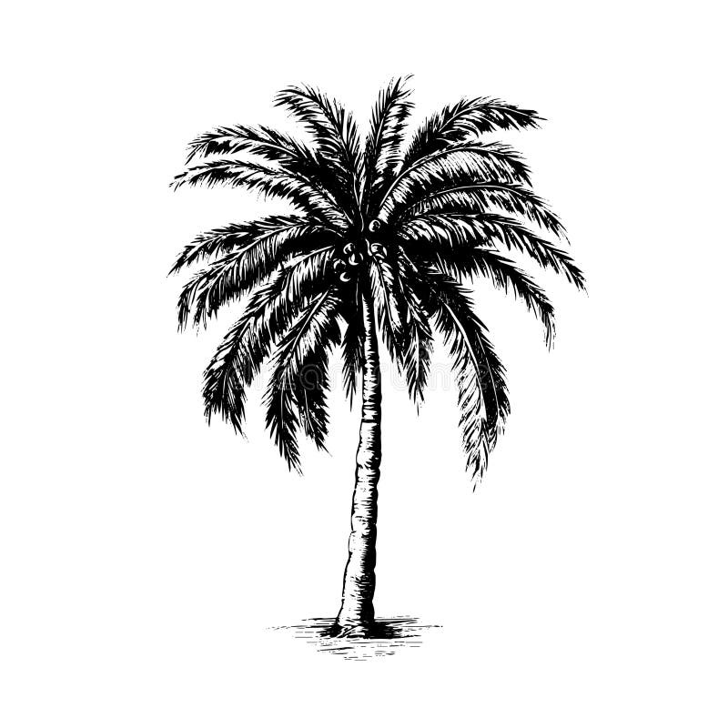 Palm Vector Drawing. Isolated Hand Drawn, Engraved Style Illustration ...