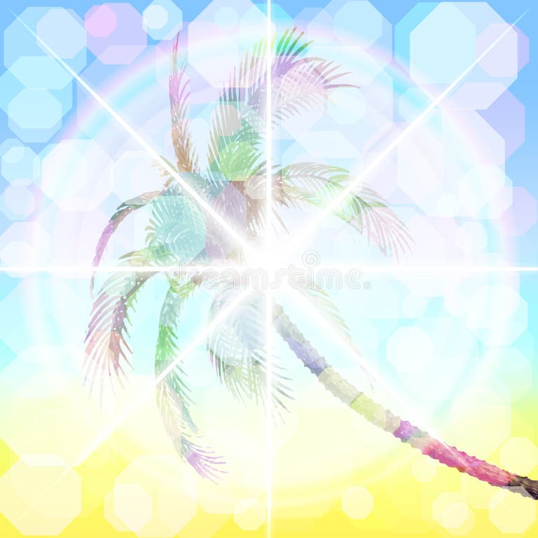 Palma on the Background of Blue Sky. Raster Stock Illustration ...