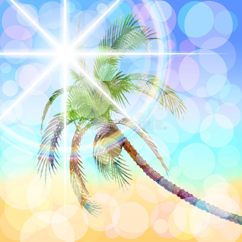 Palma on the Background of Blue Sky. Vector Stock Vector - Illustration ...