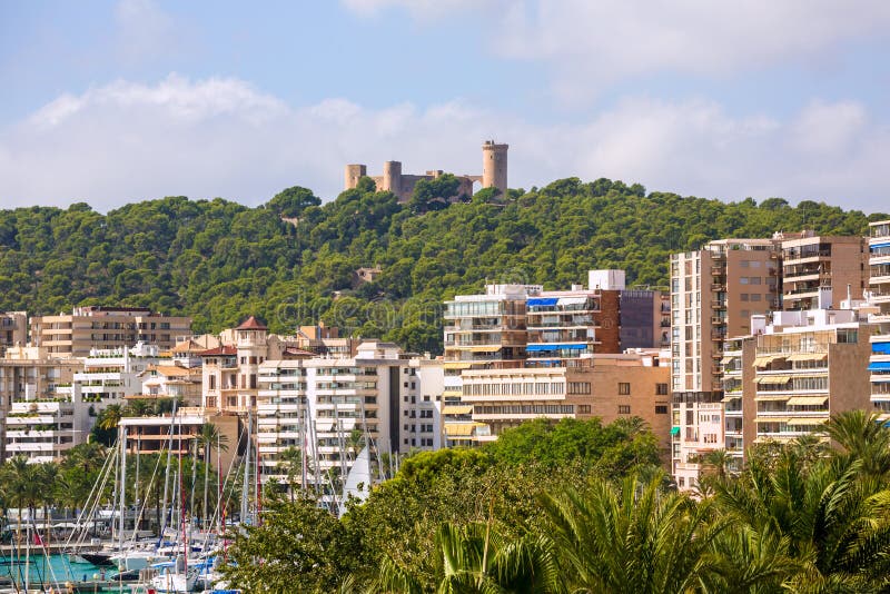 Palma De Majorca Skyline with Bellver Castle Stock Image - Image of ...