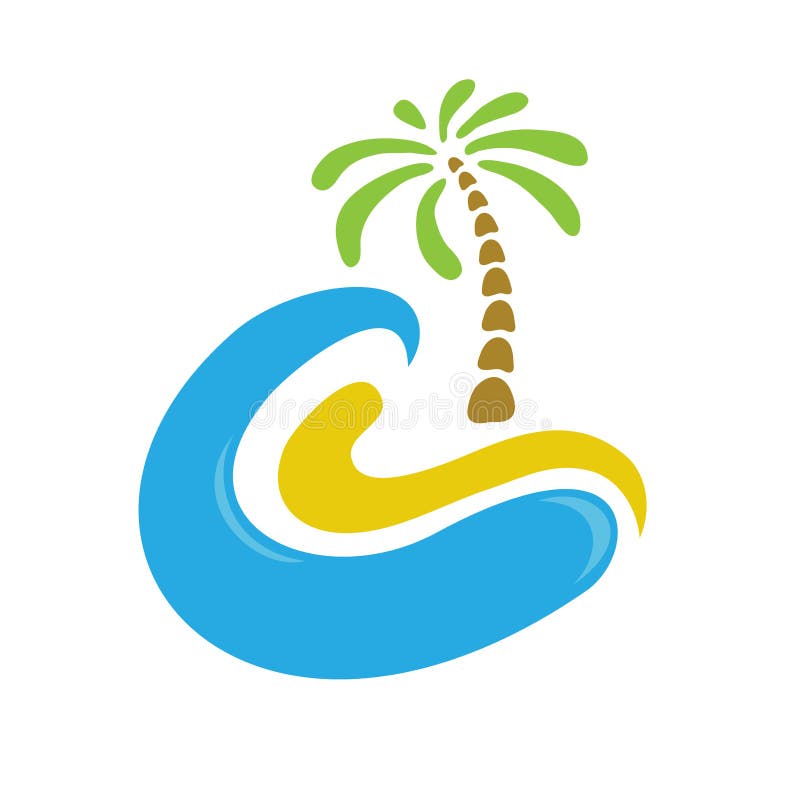 Logotipo Vetorial De Ilha Tropical Com Pôr Do Sol E Mar Ilustração do ...