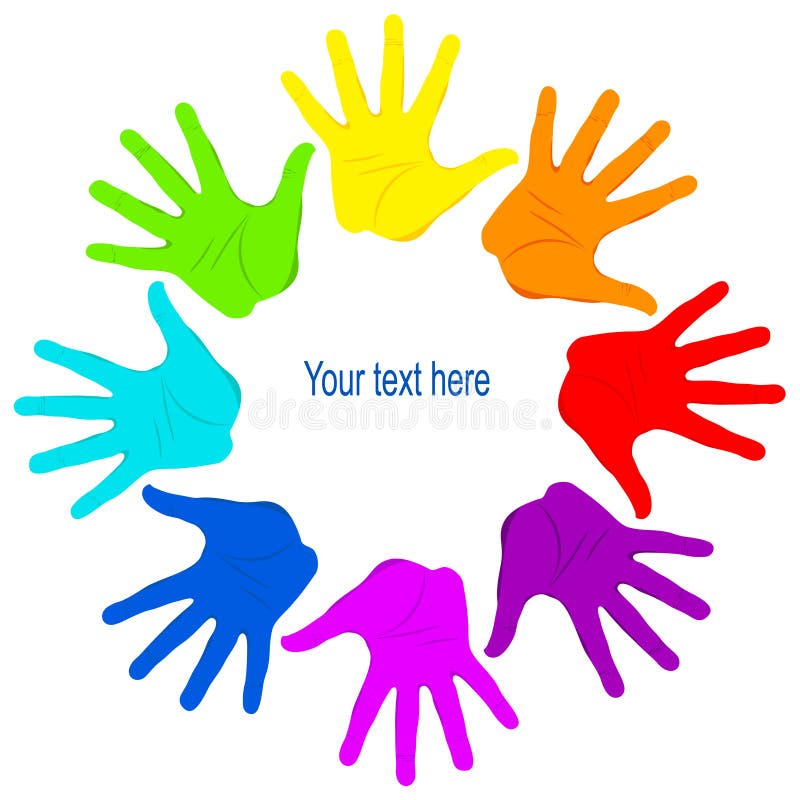Palmi Colorati Uniti Di Mani Illustrazione Vettoriale - Illustrazione ...