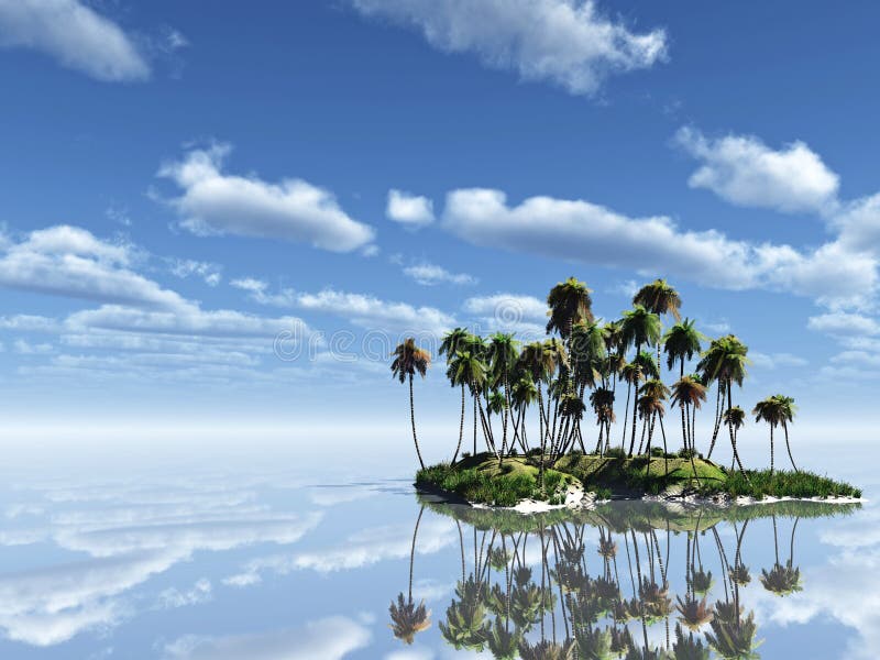 Palmen-Insel stock abbildung. Illustration von horizont - 3755655