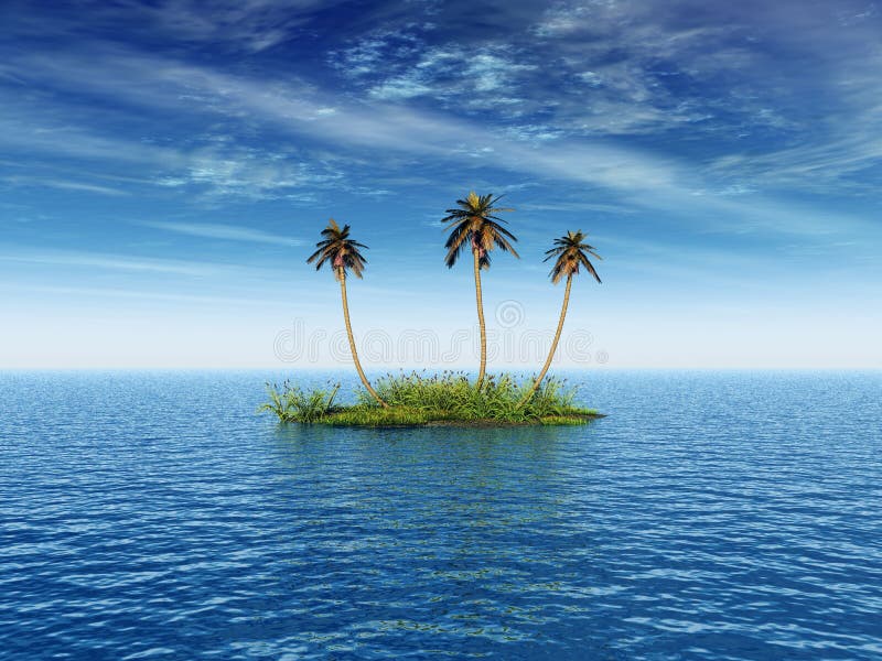 Einzelne Palme am Sonnenuntergang Auf Einer Tropischen Insel Stockbild ...