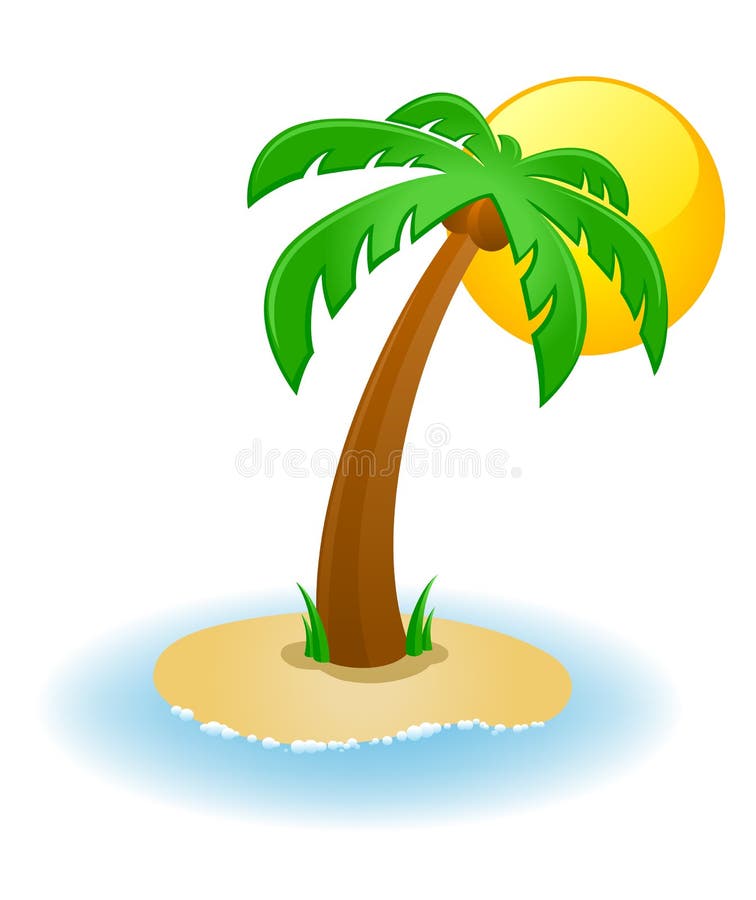 Palmera ilustración del vector. Ilustración de agua, arena - 6185534