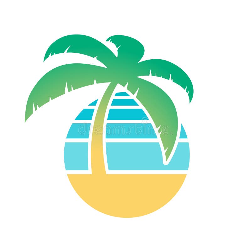 Palmera E Icono Tropical De La Playa Ilustración del Vector ...