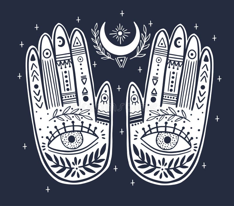 Palmistry Hand Drawing Clipart