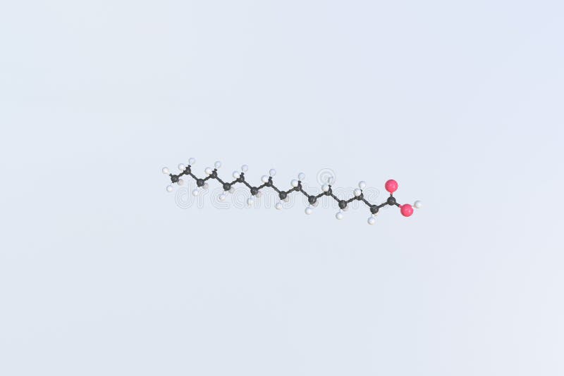 Palmitic Acid Molecule Made with Balls, Isolated Molecular Model. 3D ...
