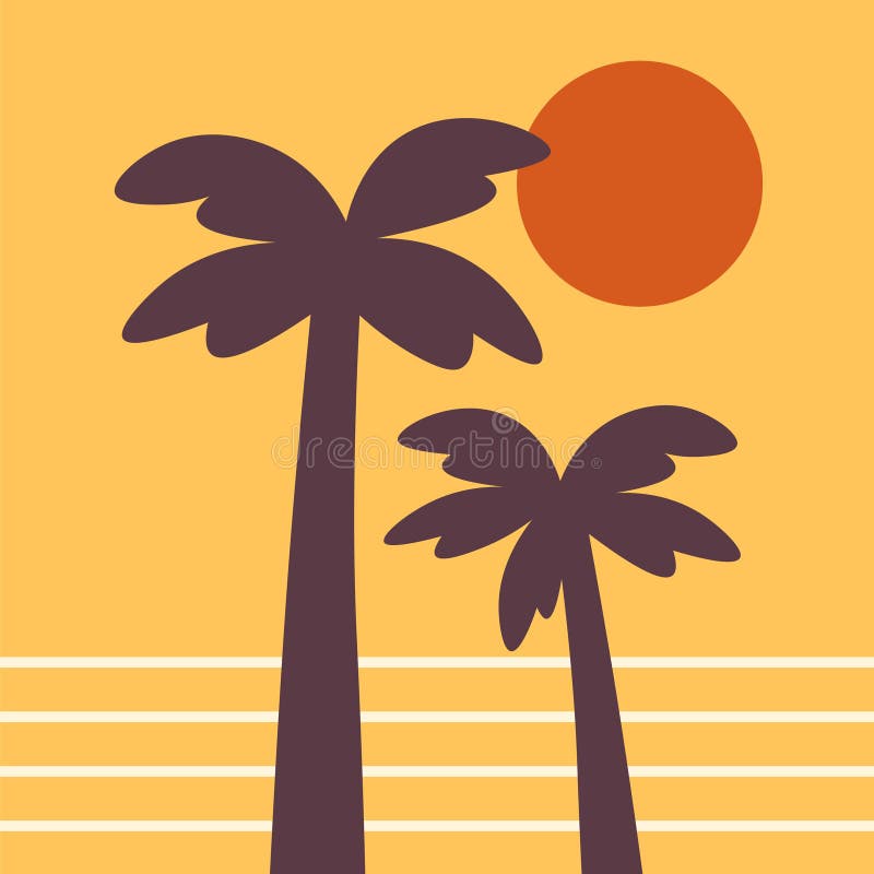Palms Beach Square Badge stock vector. Illustration of sunset - 319038960