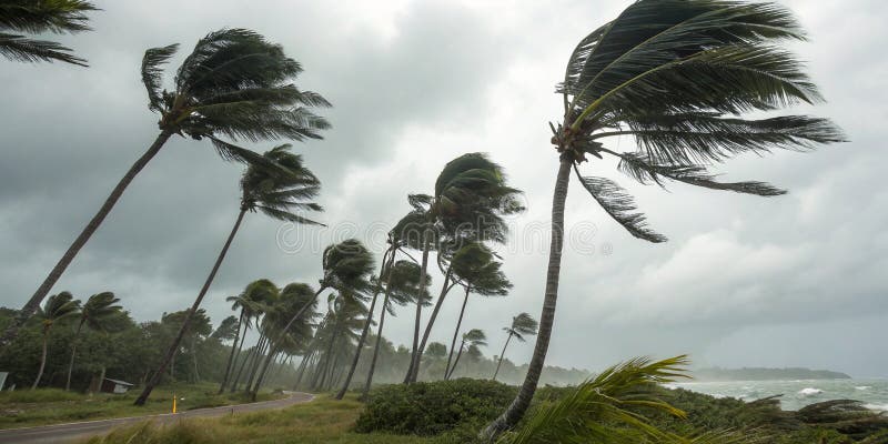 Palms at Hurricane, Animation Version is Available Stock Illustration ...