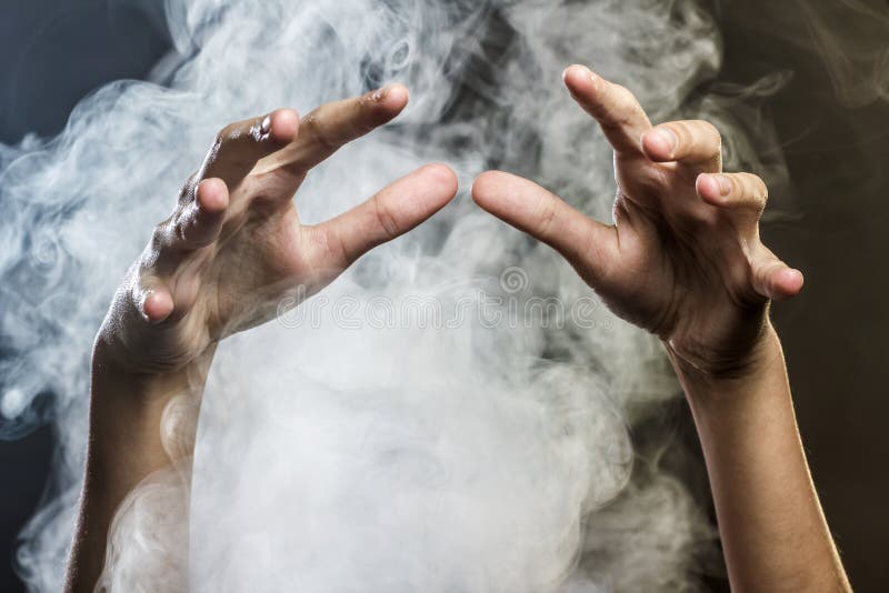 Palms in a smoke stock image. Image of guess, addict - 33493443