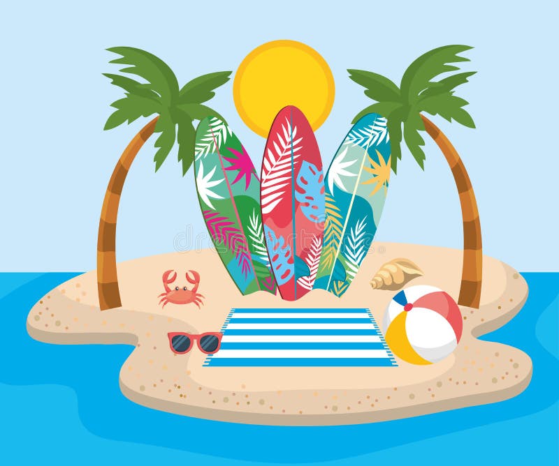Palms Trees with Briefcase and Flip-flop with Ball in the Beach Stock ... Palms Trees with Briefcase and Flip-flop with Ball in the Beach Stock ...