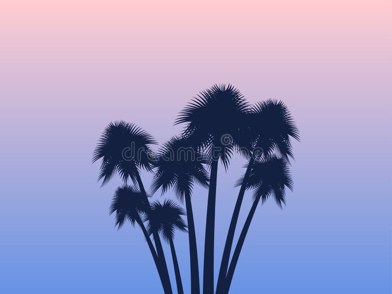 Palms. Tropical Landscape. Rose Quartz and Serenity Gradient Background ...