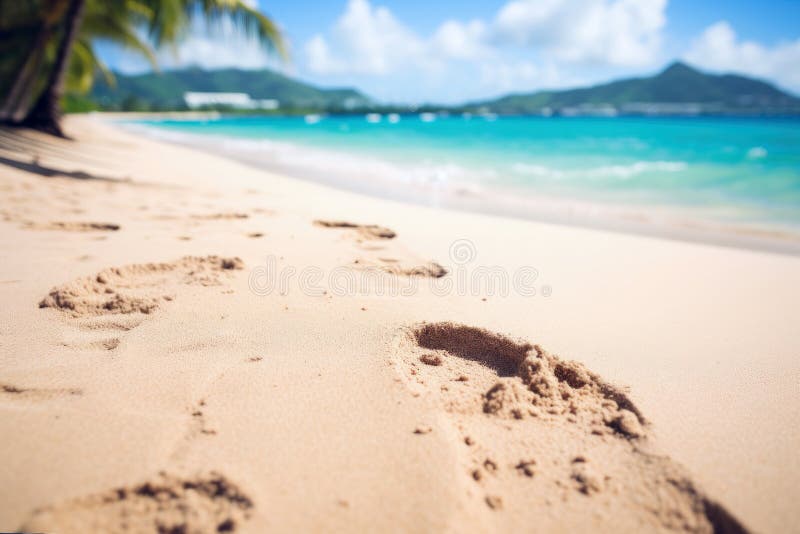 Palms, Turquoise Ocean, and Sandy Shore, a Perfect Summer Setting Stock ...