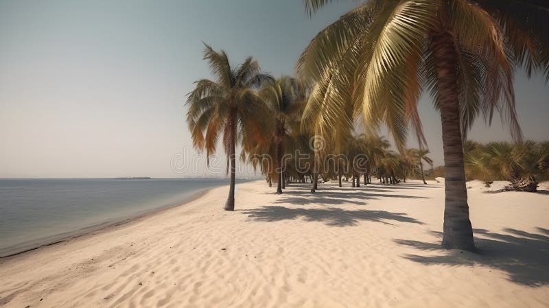 Palmy Trees Create a Paradise Setting on a Sandy Beach Stock ...