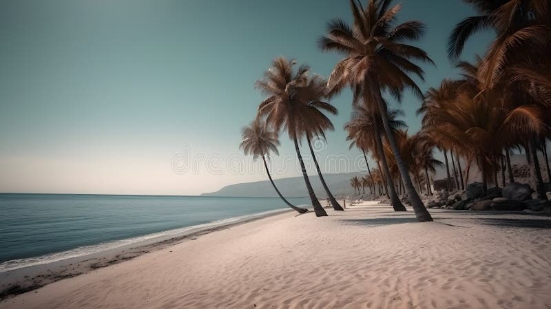 Palmy Trees and a Sandy Beach Share Secrets of the Sea Stock ...