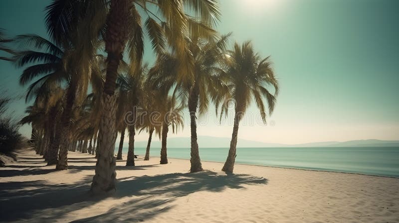 Palmy Trees and a Sandy Beach for a True Tropical Experience Stock ...