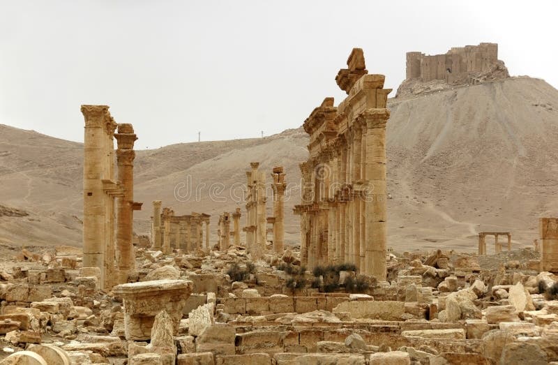 Palmyra and the Arab Castle Stock Photo - Image of historical, asia ...