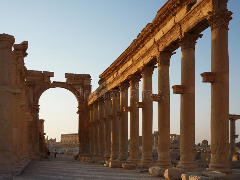 Palmyra at sunrise stock photo. Image of ruin, rock, historic - 89151966