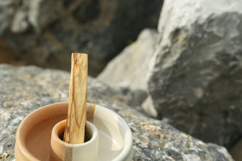 Palo Santo Stick on Stone Surface, Closeup. Space for Text Stock Photo ...