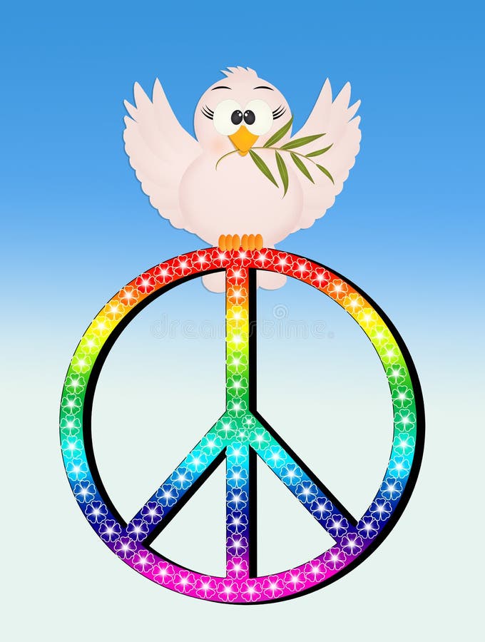 Paloma Con El Signo De La Paz Stock de ilustración - Ilustración de ...