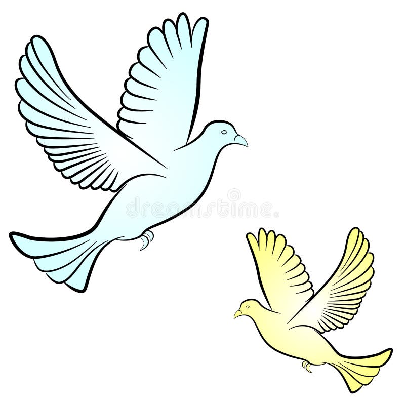 Dos Palomas Blancas En El Cielo Ilustración del Vector - Ilustración de ...