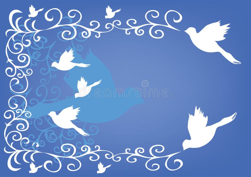 Paloma en fondo azul ilustración del vector. Ilustración de carta - 4488661