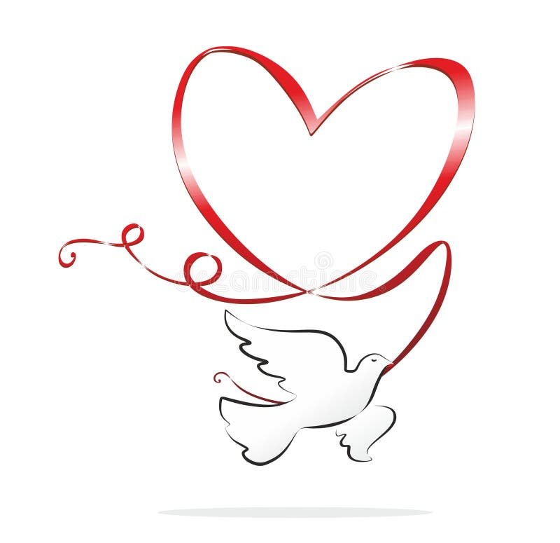 Paloma Y Cinta Formando Un Corazón Stock de ilustración - Ilustración ...