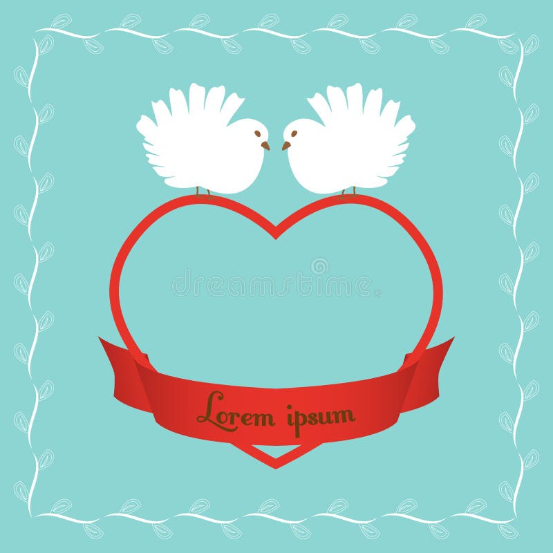 Palomas en corazón ilustración del vector. Ilustración de fecha - 48157605