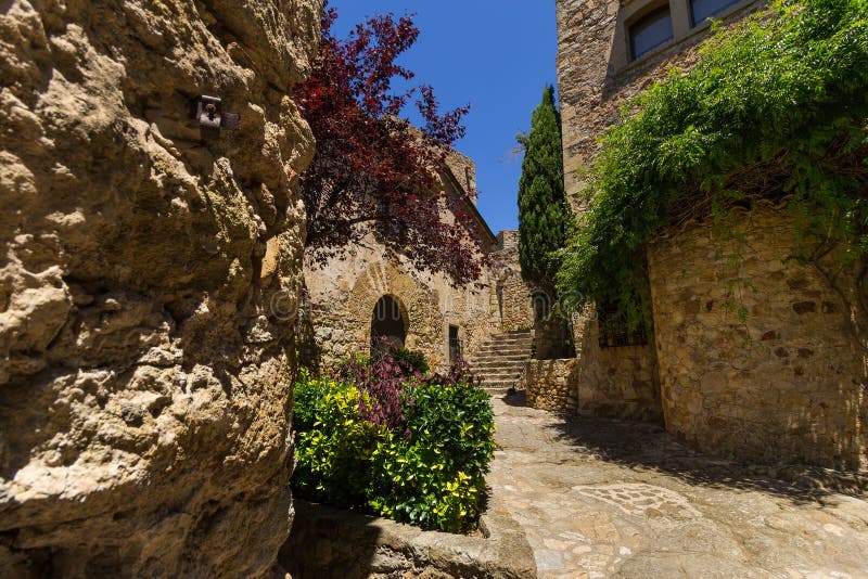 Pals Medieval Town in Catalonia, Spain Stock Photo - Image of emporda ...