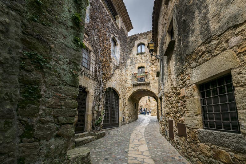PALS, SPAIN - Apr 17, 2019: Pals Stock Image - Image of town, people ...