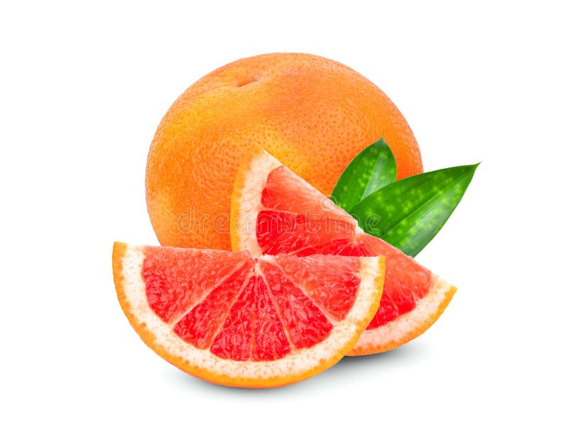Pamplemousses Et Tranches Avec Des Feuilles D'isolement Sur Le Fond ...