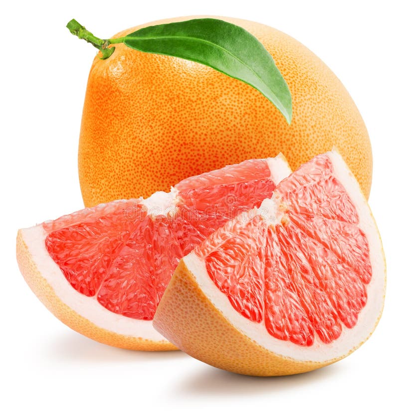 Pamplemousse Rouge Avec La Tranche D'isolement Sur Le Fond Blanc Photo ...