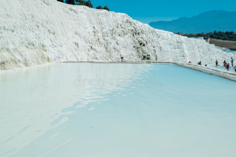 Pamukkale, Natural Pool with Blue Water, Turkey Stock Photo - Image of ...