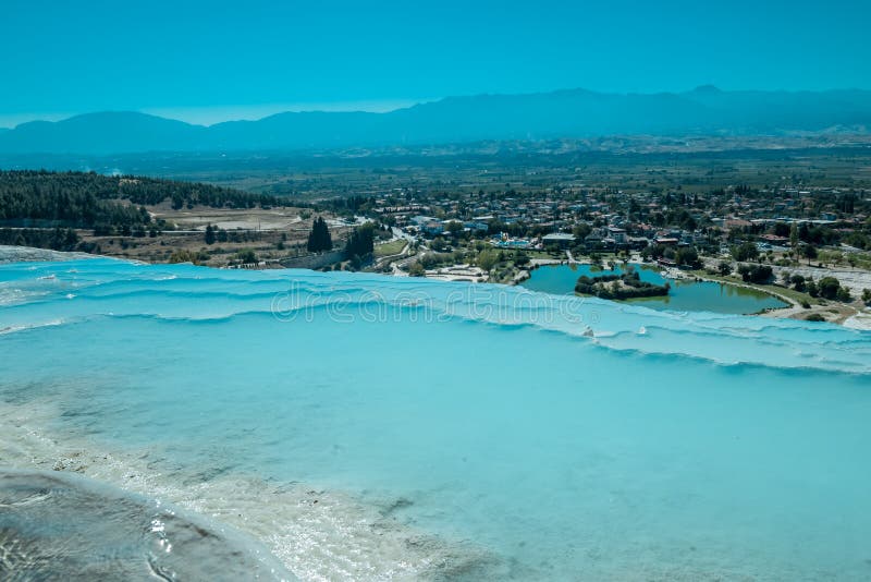 Pamukkale, Natural Pool with Blue Water, Turkey Stock Photo - Image of ...