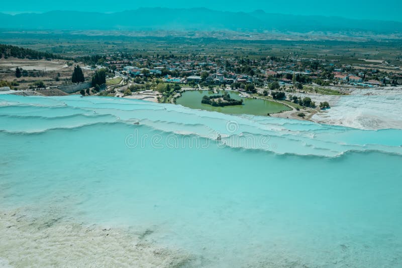 Pamukkale, Natural Pool with Blue Water, Turkey Stock Photo - Image of ...
