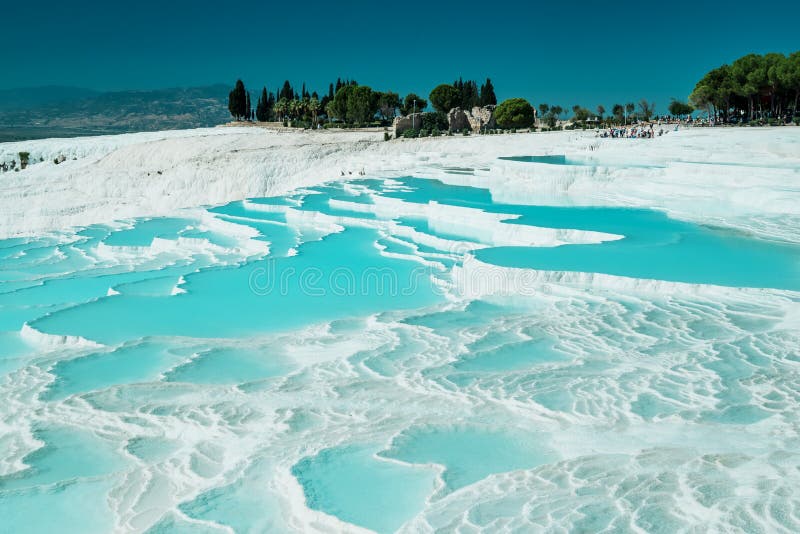 Pamukkale, Natural Pool with Blue Water, Turkey Stock Image - Image of ...