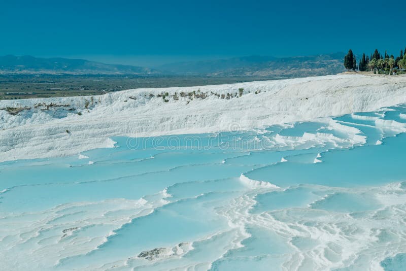 Pamukkale, Natural Pool with Blue Water, Turkey Stock Photo - Image of ...