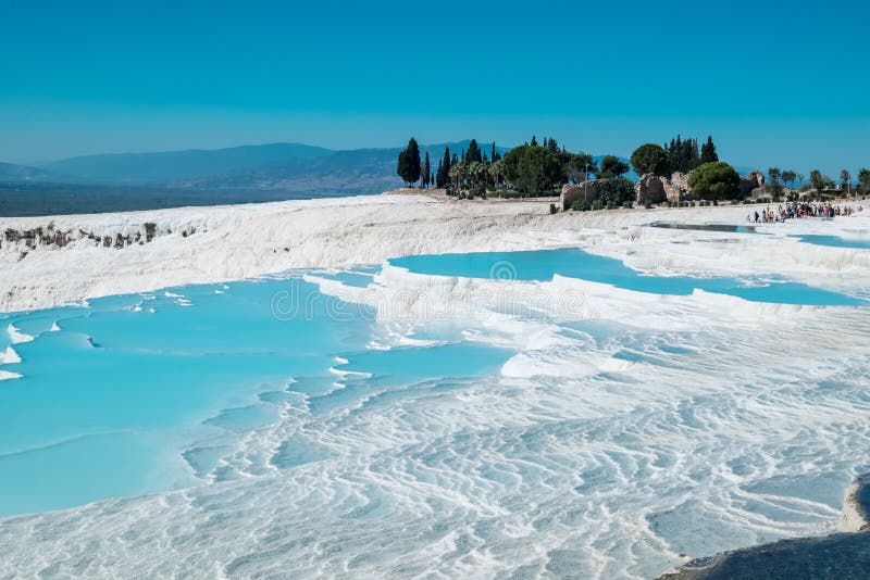 Pamukkale, Natural Pool with Blue Water, Turkey Stock Photo - Image of ...