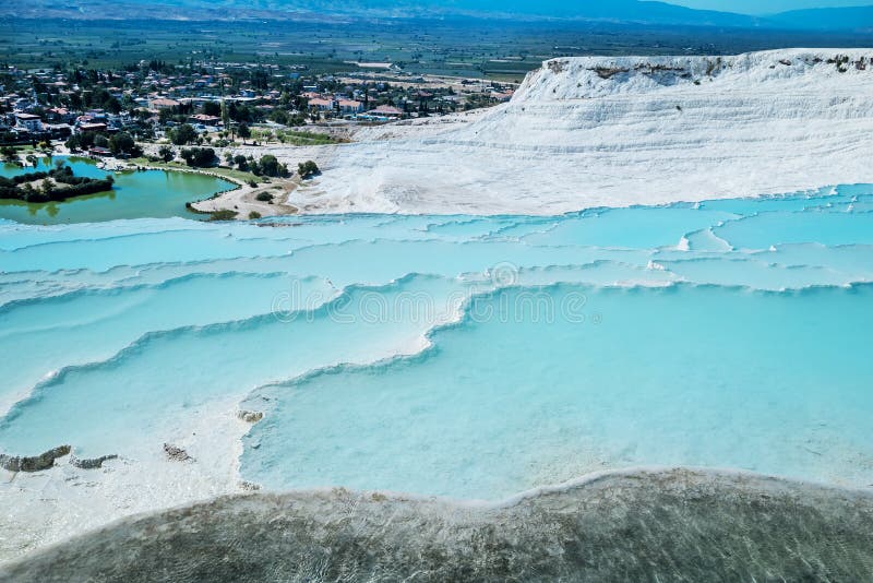Pamukkale, Natural Pool with Blue Water, Turkey Stock Photo - Image of ...