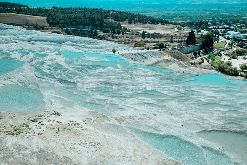 Pamukkale, Natural Pool with Blue Water, Turkey Stock Photo - Image of ...
