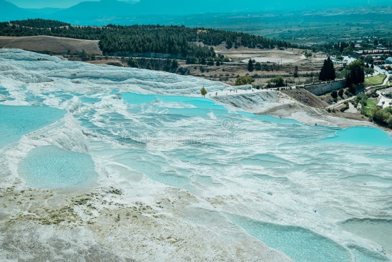 Pamukkale, Natural Pool with Blue Water, Turkey Stock Photo - Image of ...
