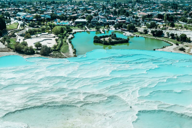Pamukkale, Natural Pool with Blue Water, Turkey Stock Photo - Image of ...