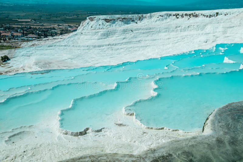 Pamukkale, Natural Pool with Blue Water, Turkey Stock Photo - Image of ...