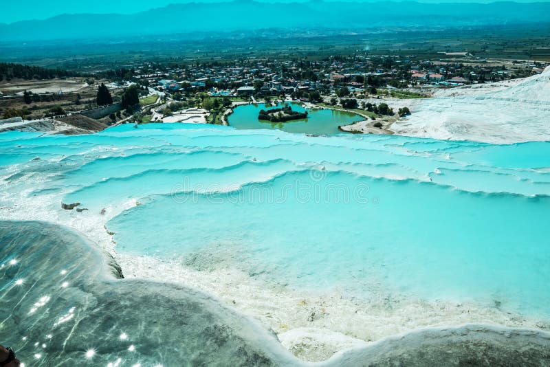 Pamukkale, Natural Pool with Blue Water, Turkey Stock Photo - Image of ...