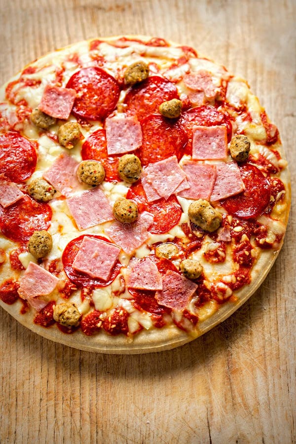 Meat Feast Pizza In A Take Away Box Stock Image - Image of dinner, meal ...